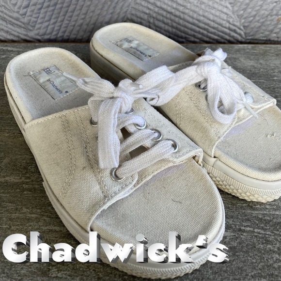 Chadwicks | Shoes | Chadwicks Womens White Canvas Slides Slip Ons ...